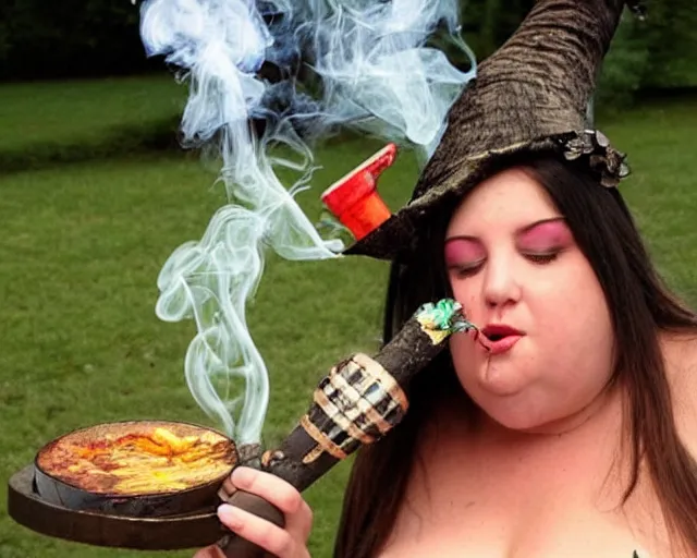 fat witch smokin bong | Stable Diffusion