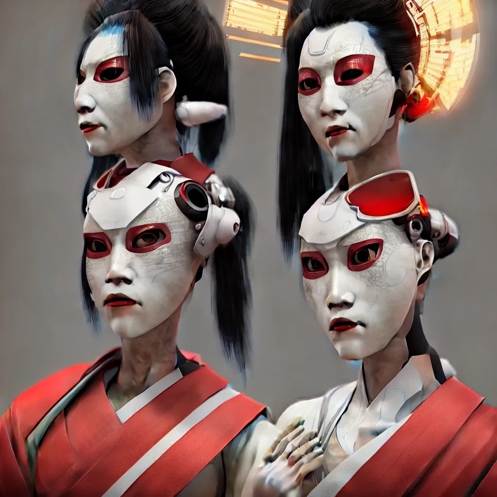 a beautiful japanese geisha cyborg android portrait, | Stable Diffusion ...