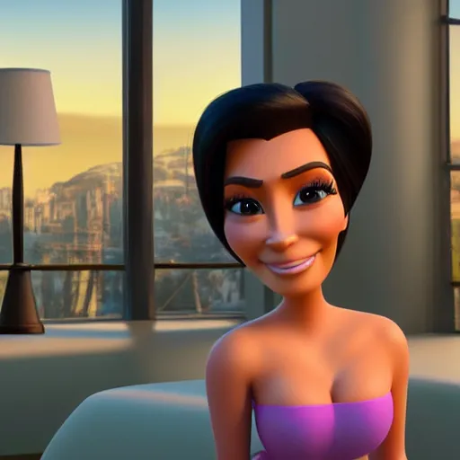 kim kardashian as seen in pixar animated movie 4k | Stable Diffusion