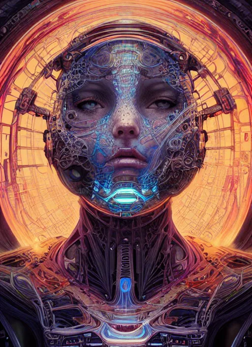 ancient beautiful cyborg girl face portrait, intricate | Stable ...
