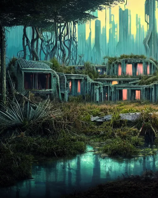 a beautiful detailed highly detailed building swamp | Stable Diffusion ...
