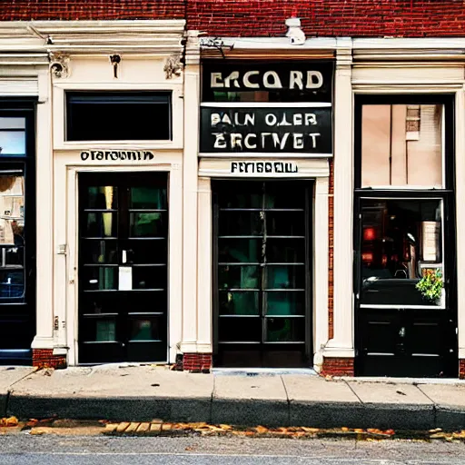 a row of storefronts, with a doorway in the middle | Stable Diffusion ...