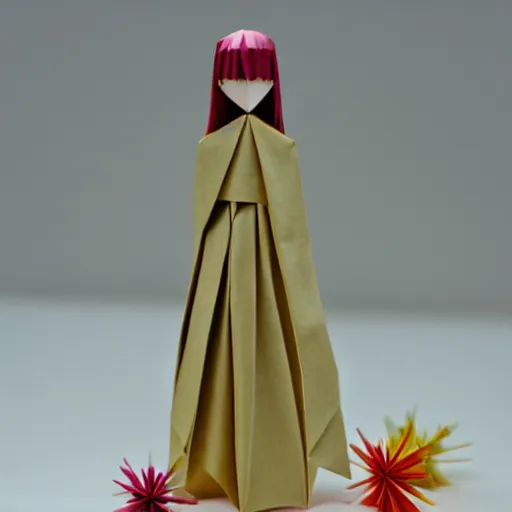 lonely girl _ origami figure | Stable Diffusion