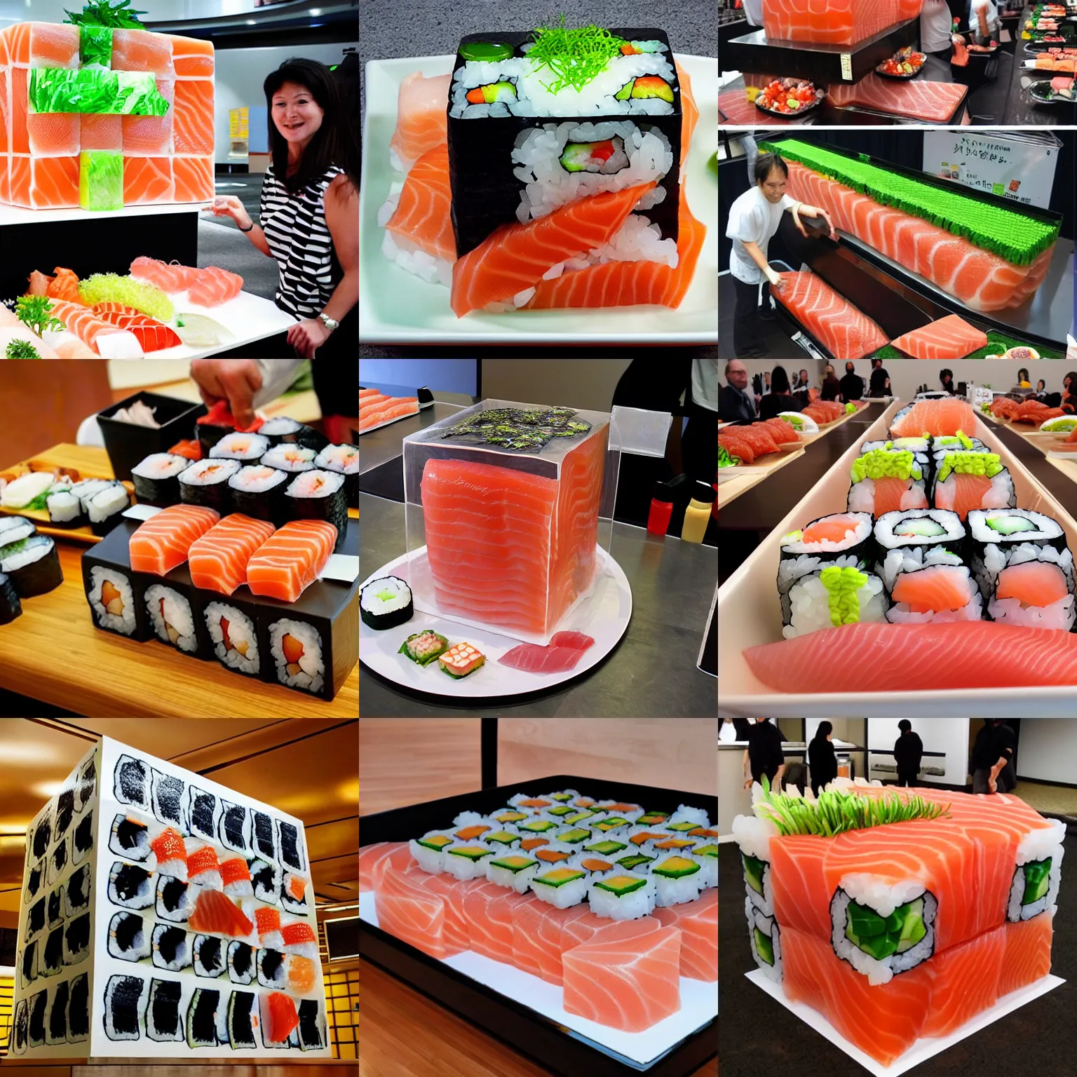 a giant cube of sushi, photorealistic, cubic meter, | Stable Diffusion ...