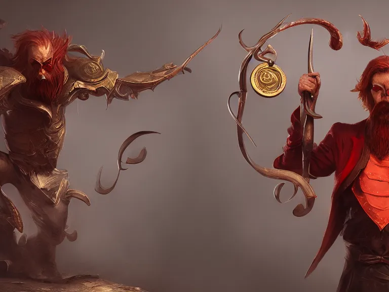 Red Headed Slender Male Bard flipping a Coin, RPG | Stable Diffusion ...