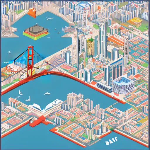 isometric aerial view of San Francisco if it were | Stable Diffusion ...