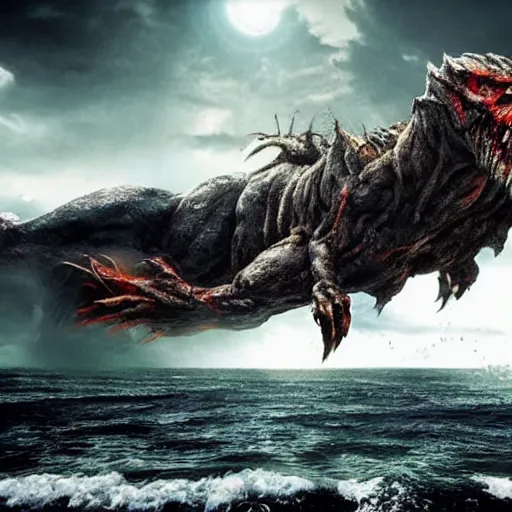 huge scary monster coming from the sea and attack new | Stable Diffusion | OpenArt
