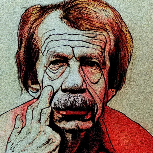 vaclav havel colored ink drawing in the style of kaja | Stable ...