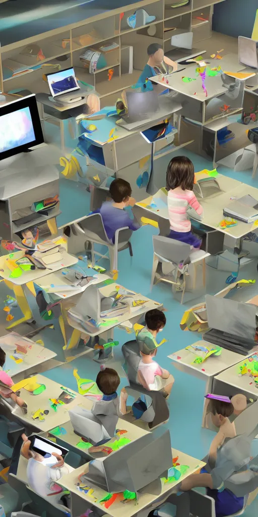 concept art, future high - tech classroom, a child | Stable Diffusion ...