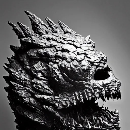 Godzilla's skull, professional photograph, studio | Stable Diffusion ...