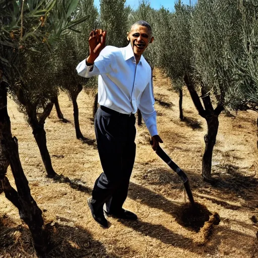 barack obama shaking olive trees in jaen, award | Stable Diffusion ...