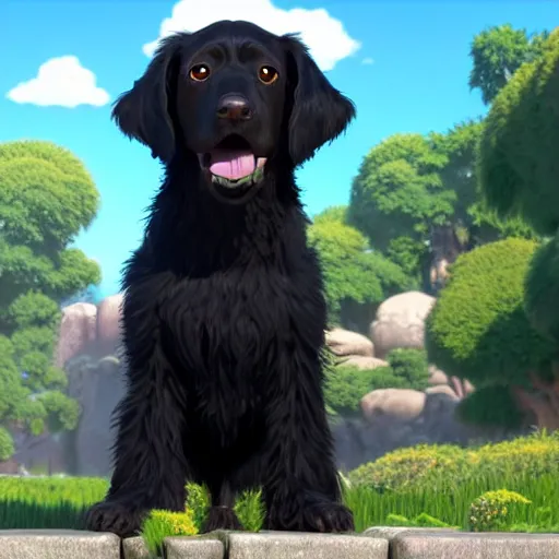 a wholesome animation key shot of a black cocker | Stable Diffusion