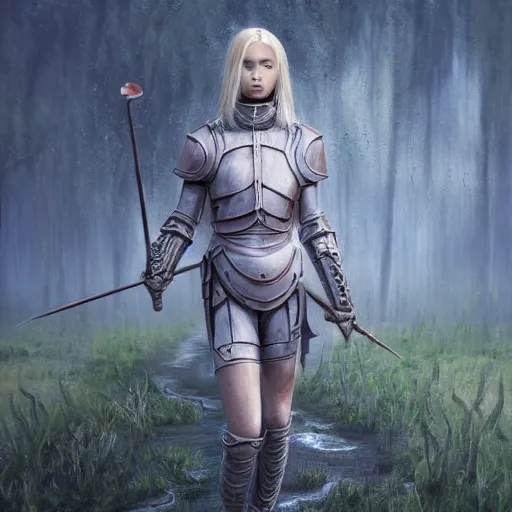 female knight treking in the swamp, dressed, blonde | Stable Diffusion ...