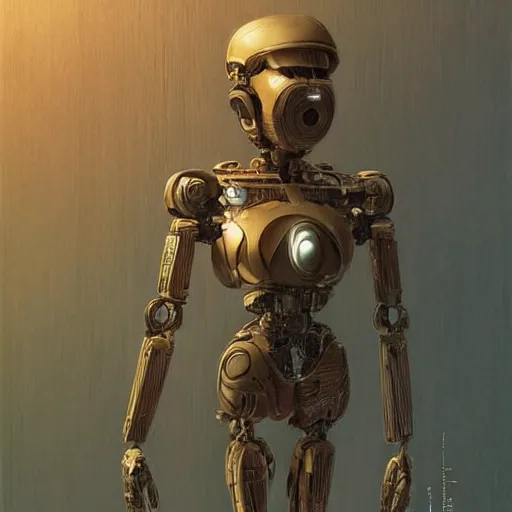a sentient android made of wood, by mecha and jade and | Stable ...