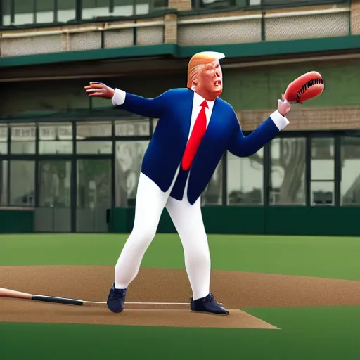 donald trump playing baseball, photorealistic, ultra | Stable Diffusion ...