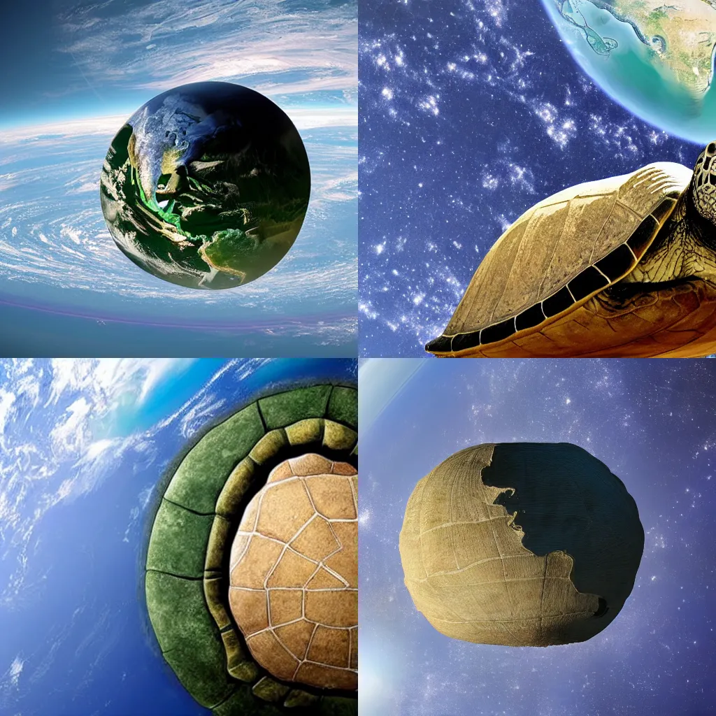 photo of flat Earth on a giant turtle, taken from | Stable Diffusion ...