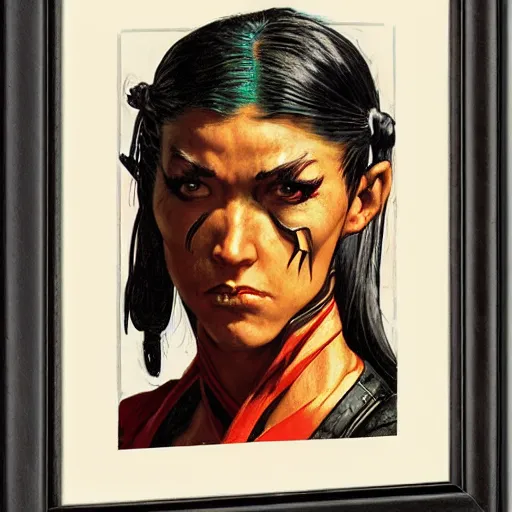 front portrait of a female mortal Kombat warrior, by | Stable Diffusion ...