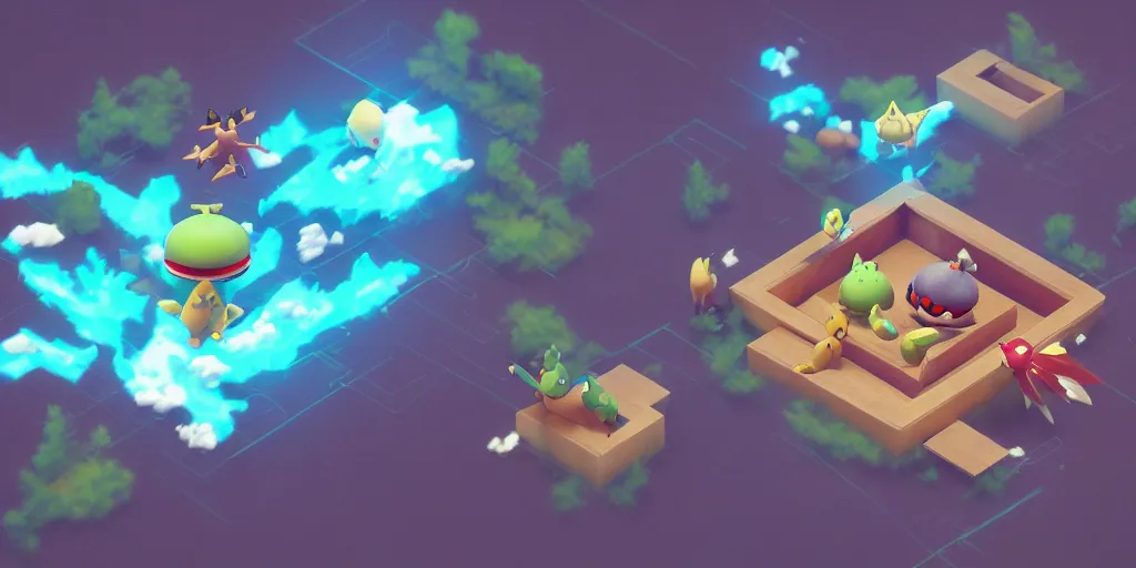 Isometric 3d octane render of Pokemon | Stable Diffusion