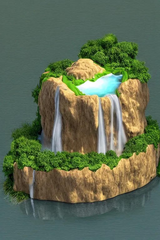 A floating island with a waterfall | Stable Diffusion