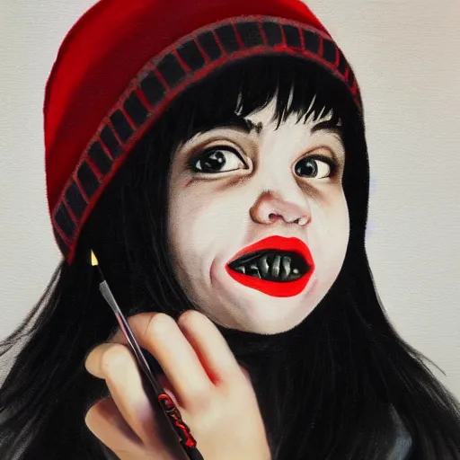 painting of a emo girl with a eerily large smile, | Stable Diffusion ...