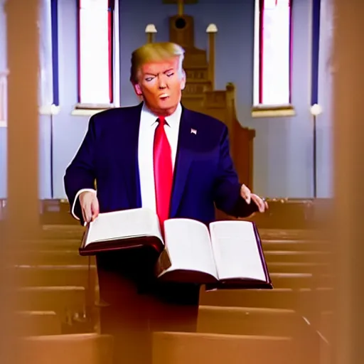 Cinematic still of Donald Trump holding a Bible, | Stable Diffusion ...