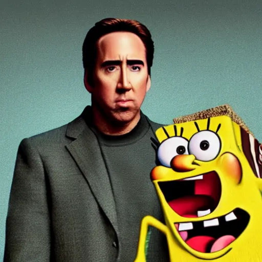 nicholas cage as spongebob, gritty portrait, film still | Stable ...