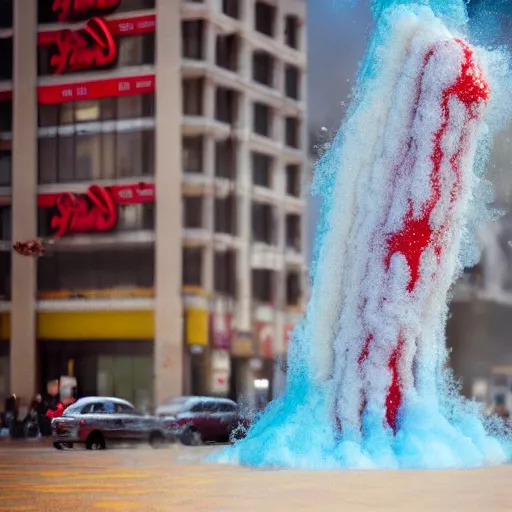 a giant coke and mentos eruption with fizzy liquid | Stable Diffusion