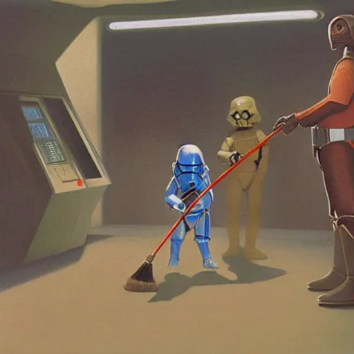 star wars cantina, alien cleaning floor with broom, | Stable Diffusion ...