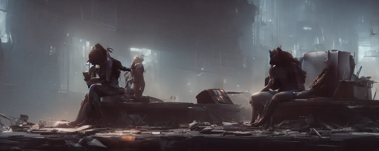 Dystopian future princess, sit upon a thrown of | Stable Diffusion ...