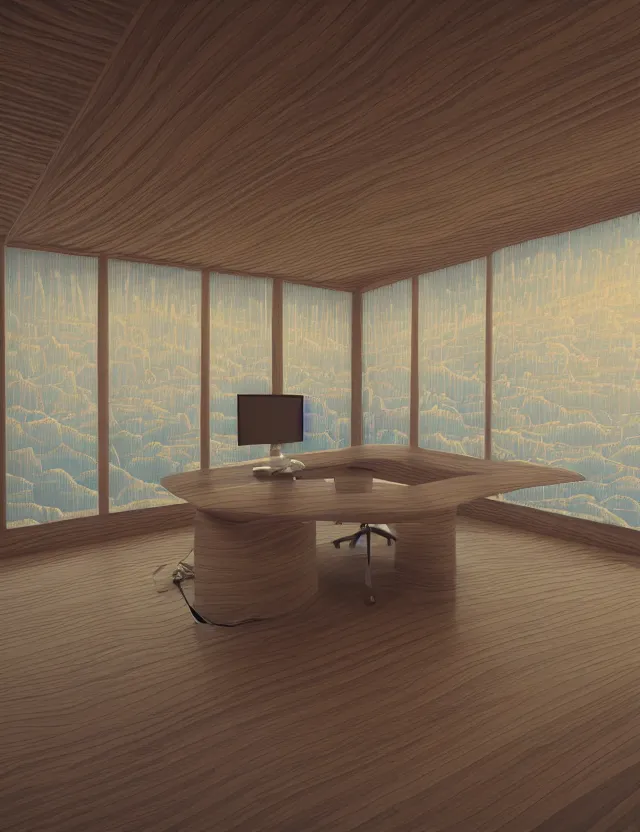 a wide angle photo of a desk hovering above the floor | Stable ...