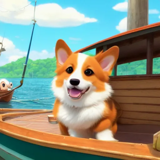 a wholesome animation key shot of a cute corgi on a | Stable Diffusion ...