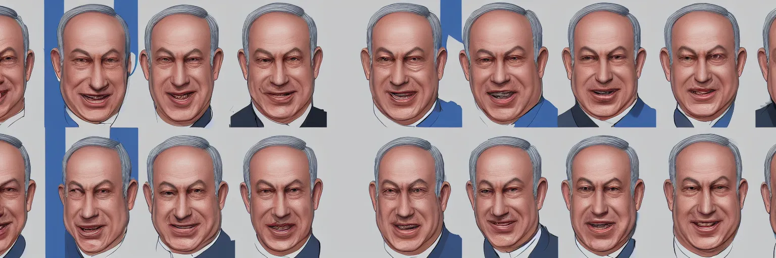 colored character face study of benjamin netanyahu | Stable Diffusion ...