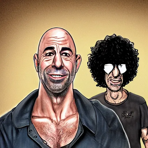 Joe Rogan and Howard Stern as a cartoon, intricate, | Stable Diffusion ...