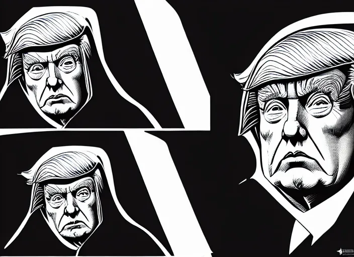 wideangle!! comic style portrait shot of donald trump | Stable ...