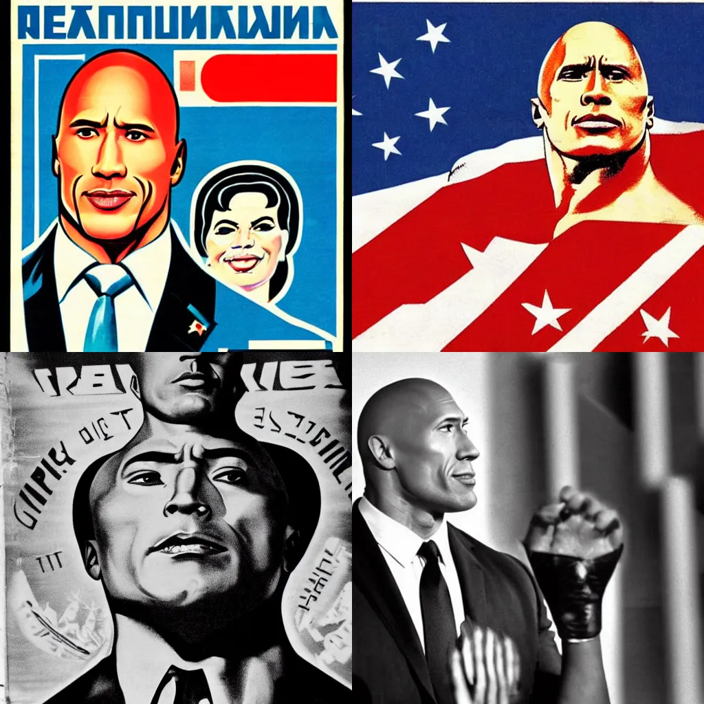 60s Soviet Propaganda of Dwayne The Rock Johnson for | Stable Diffusion ...