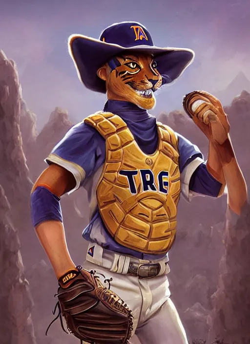 fursona portrait commission of a anthro tiger baseball | Stable ...