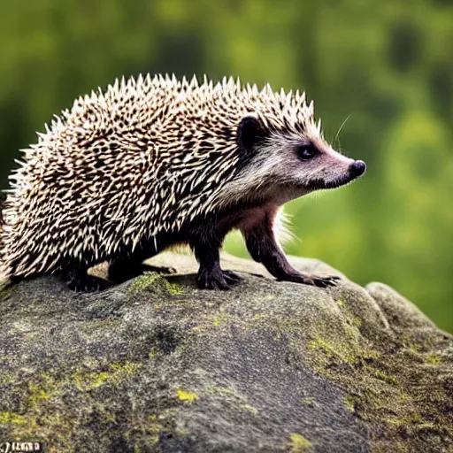 A hedgehog on top of a mountain accompanied by a mini | Stable ...