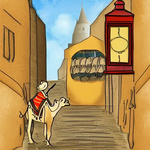 A cute mouse riding a camel through a narrow street | Stable Diffusion ...