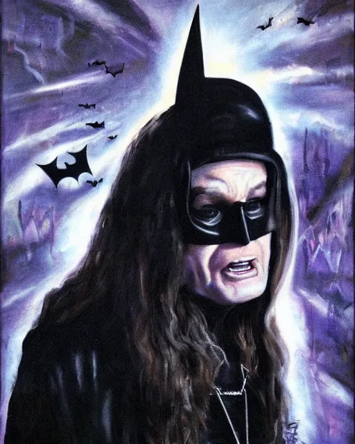 Ozzy Osbourne as batman, art by Carel Fabritius | Stable Diffusion ...