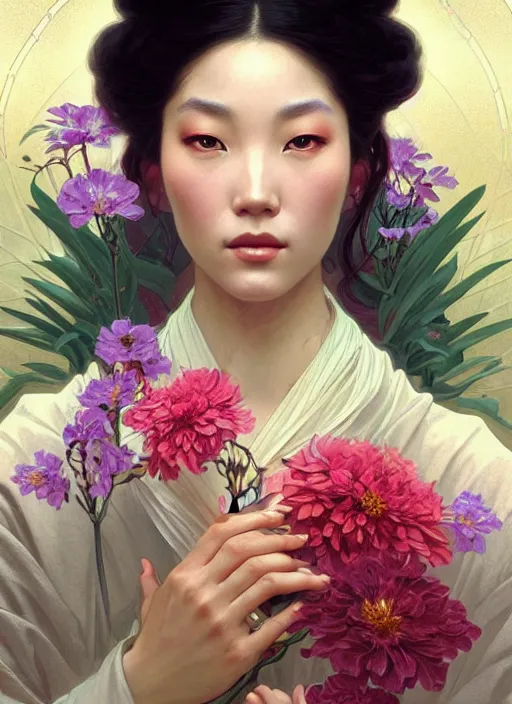 a hybrid exquisite complex portrait of oriental woman | Stable ...