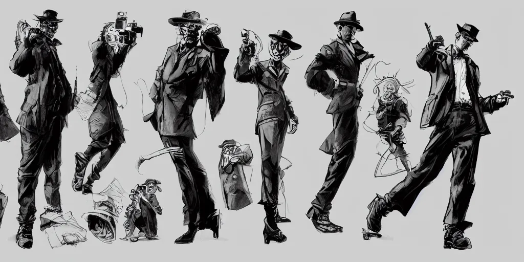 noir film world character design, Kim Jung Gi, | Stable Diffusion