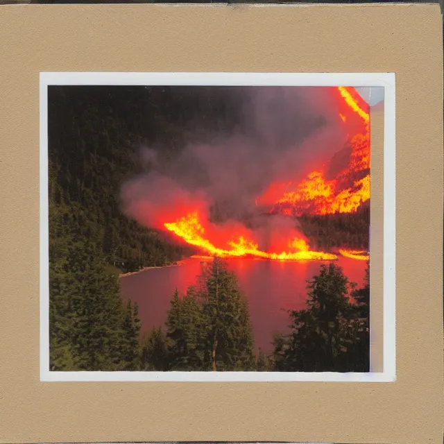 lake on fire, polaroid | Stable Diffusion