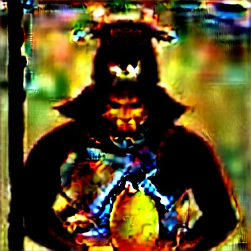 Giant beastly Samurai with an egg growing from his | Stable Diffusion