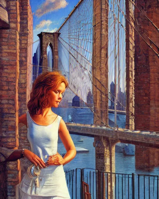 tuesday weld visits the brooklyn bridge by francine | Stable Diffusion ...