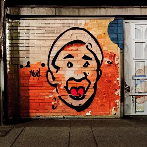 obey graffiti of a man eating a potato, night time | Stable Diffusion ...