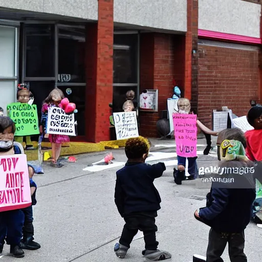 Toddlers protesting infront of a daycare centre, news | Stable ...