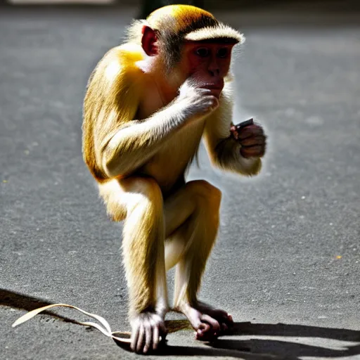 a focused monkey wearing a gold kimono, photography | Stable Diffusion ...