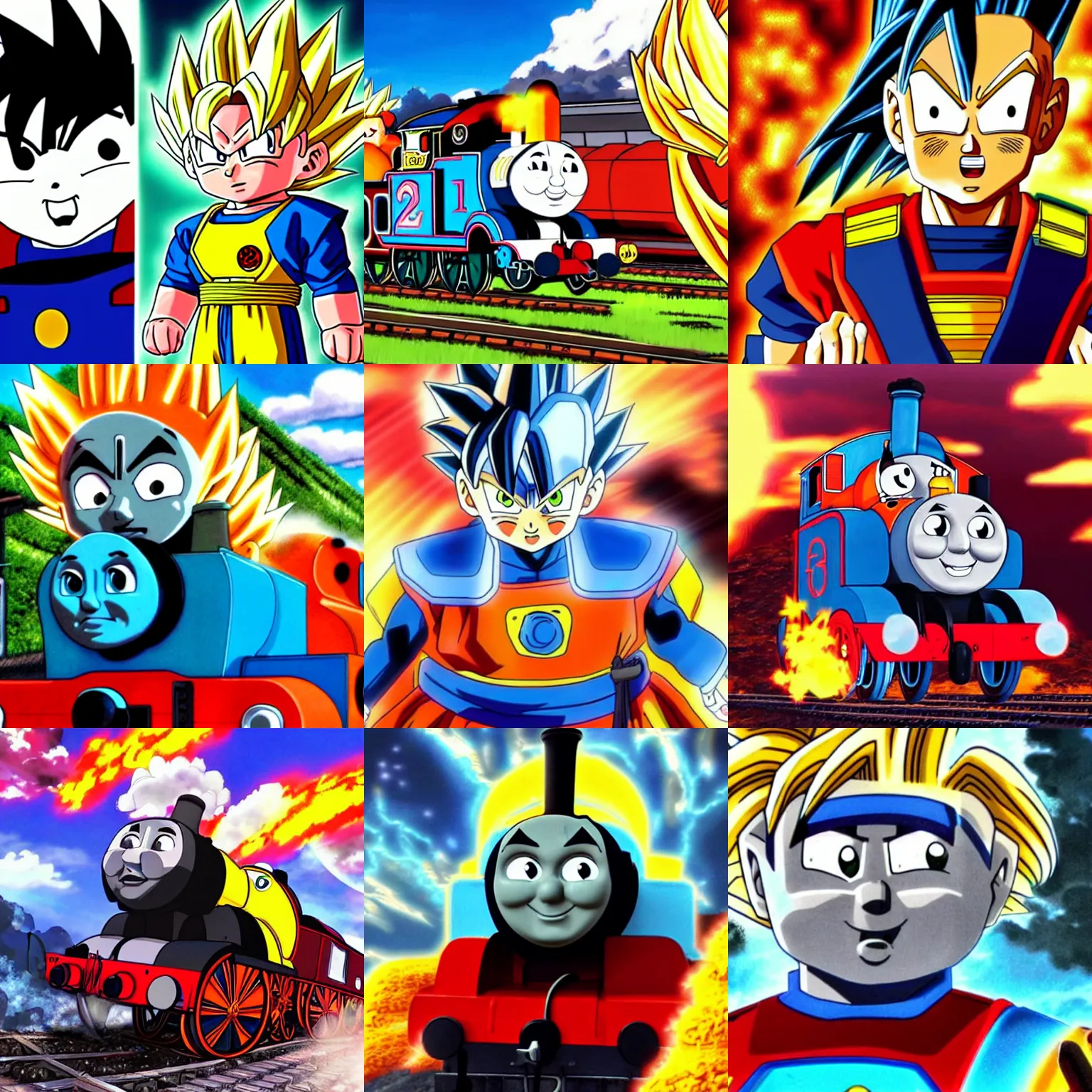 still of thomas the tank engine, super saiyan, dragon | Stable Diffusion | OpenArt