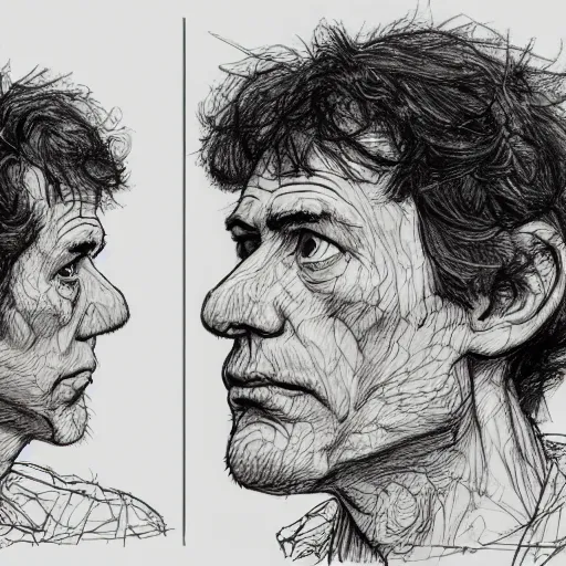 a realistic yet scraggly portrait sketch of the side | Stable Diffusion ...