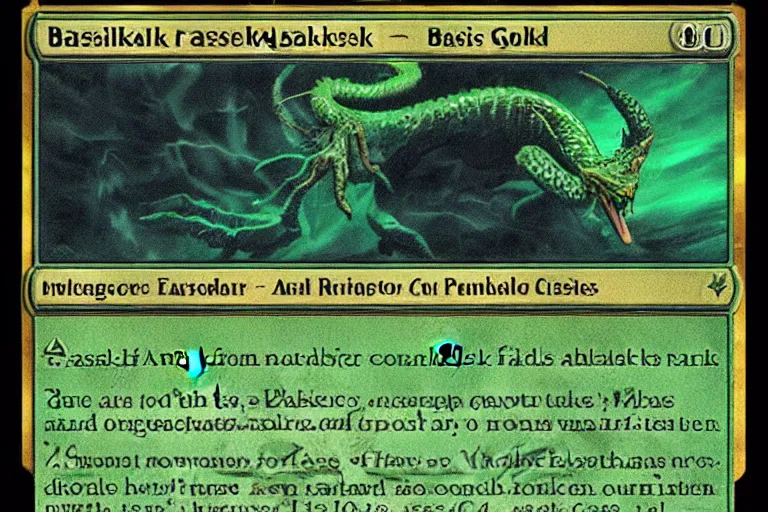 a basilisk, gold green creature, magic : the gathering | Stable Diffusion | OpenArt